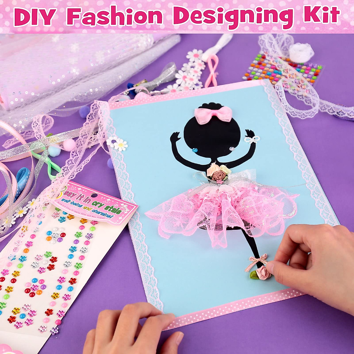 Tacobear Fashion Designer Kits for Girls Creativity DIY Arts & Crafts Toys Fashion Design Sketchbook Clothes Sewing Kit for Kids Birthday Gift Ages 3 4 5 6 7 8+