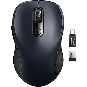 Trueque Wireless Mouse for Laptop, 2.4GHz Ergonomic Computer Mouse with Back & Forward Buttons, 3 Levels Tracking Speed, 6 Buttons, Optical USB Cordless Mice for Windows Chromebook MacBook PC (Gray)