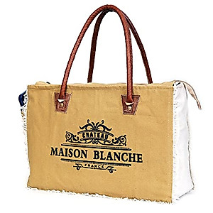 CLA Upcycled Canvas & Leather Handbag, Cowhide Leather and Canvas Bag, canvas Handbag for women, Canvas Tote Bag, Canvas Tote Bags for women