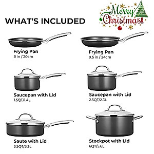 Induction Cookware 10 Piece, Fadware Pots and Pans Set Nonstick, Oven & Dishwasher Safe Cookware, Kitchen Cooking Pan Set with Glass Lids, Includes Frying Pans, Saute Pan, Saucepans & Stockpot, Black