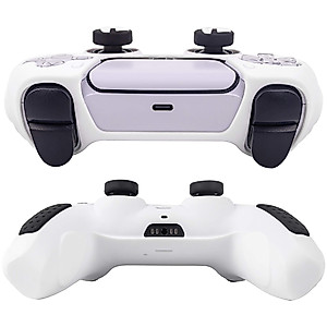 CHIN FAI PS5 Controller Grip Cover, Anti-Slip Silicone Skin Protective Cover Case for PlayStation 5 DualSense Wireless Controller with 6 Thumb Grip Caps (White-Black)