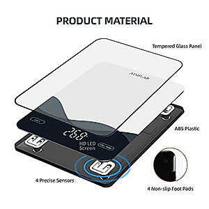 Rechargeable Digital Kitchen Food Scale - AIMILAR LED Display 22lb Food Weight Scales for Baking Cooking USB-C Chargeable Ounces and Grams 1g/0.1oz Tempered Glass