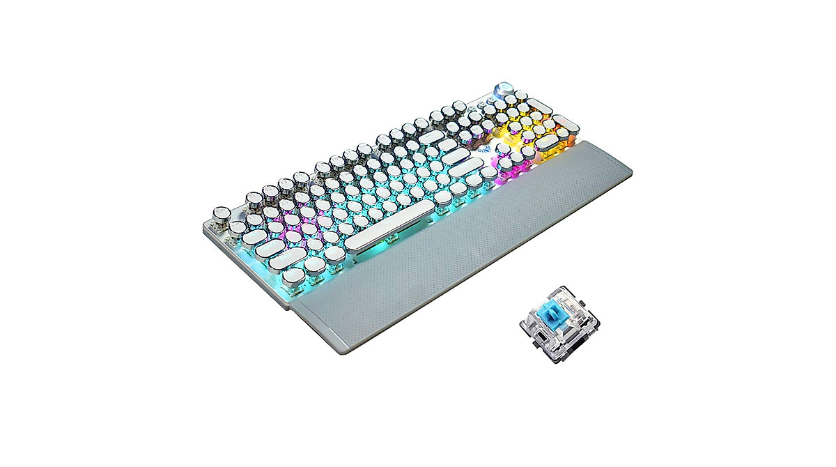 CHICHEN Retro Steampunk Gaming Keyboard with Backlit | Silver-Blue Switches