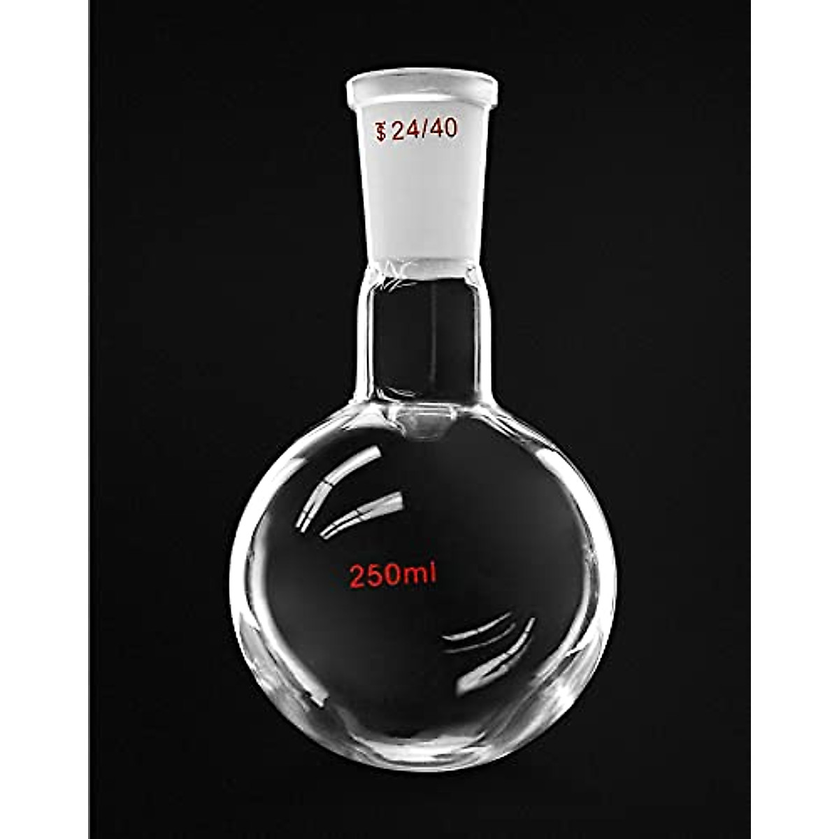 QWORK Glass 250ml Single Neck Flat Bottom Boiling Flask, 24/40 Standard Taper Outer Joint, 250ml