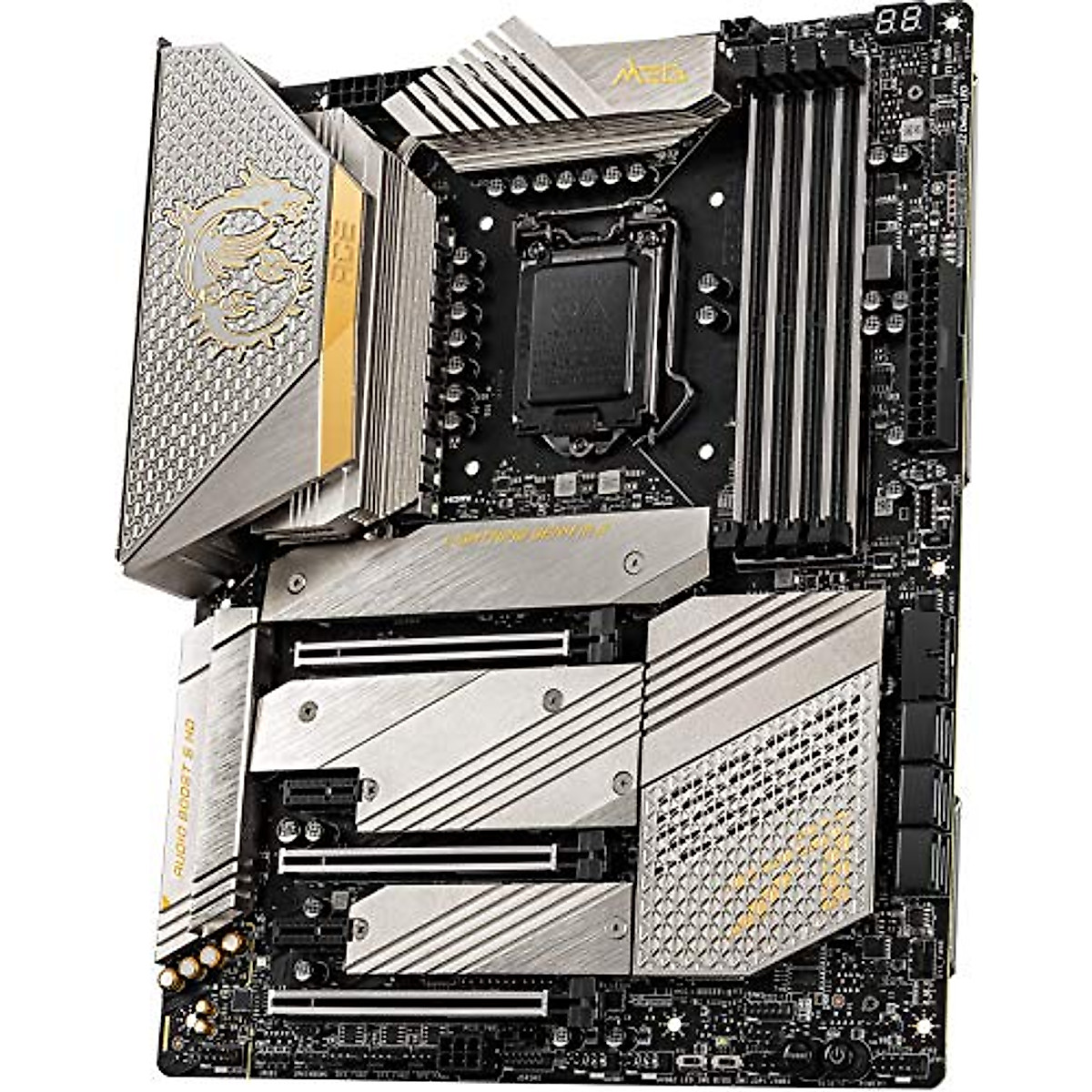MSI MEG Z590 ACE Gold Edition Gaming Motherboard (ATX, 11th/10th Gen Intel Core, LGA 1200 Socket, SLI/CFX, DDR4, PCIe 4, M.2 Slots, USB 3.2 Gen 2, Wi-Fi 6E, Mystic Light RGB)