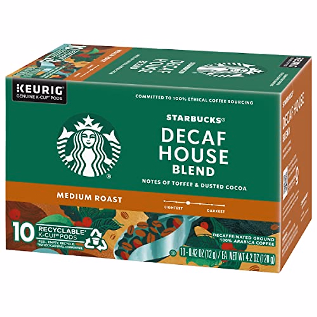 Starbucks Decaf House Blend Coffee K-Cup Pods, Medium Roast Decaffeinated Ground Coffee K-Cups for Keurig Brewing System, 10 CT K-Cups/Box (Pack of 2)