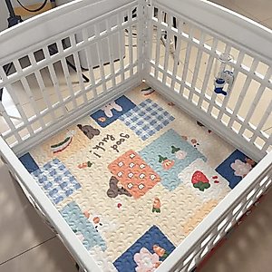 Dog Playpen Mat Crate Mat Puppy Pads, Lovely Dog Crate Pad, Anti-Slip Bottom,[PLAYPEN NOT Included !!!] Waterproof Reusable Whelping Playpen Crate Reusable Washable Pet Mattress Pads Pet Training Pads