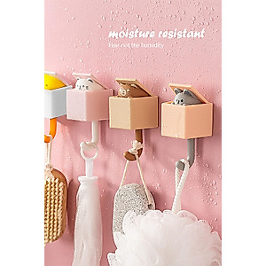 NiceForU Cute Cat Wall Hooks, Wall Mounted Coat Hook Adhesive or Nail for Dual use, Decorate Non Slip Space Saving (Pack of 6)