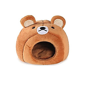 Warm Small Pet Animals Bed Plush Mini Pet Hideout Dutch Pig Hamster Hedgehog Chinchilla Rat Nest(Bear)