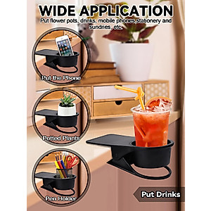 3PCS Drinking Cup Holder Clip, Kalolary Chair Desk Bottle Cup Stand DIY Glass Clamp Storage Saucer Clip for Potted Plant Beverage Soda Coffee Mug Holder Clip for Home & Office (Black)