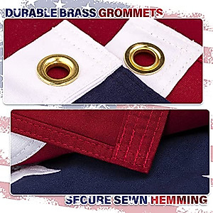 American Flag 3x5 ft 100% Cotton Made, Heavy Duty US Flag USA with Embroidered Stars, Sewn Stripes, Durable United States Flags Indoor House Flags