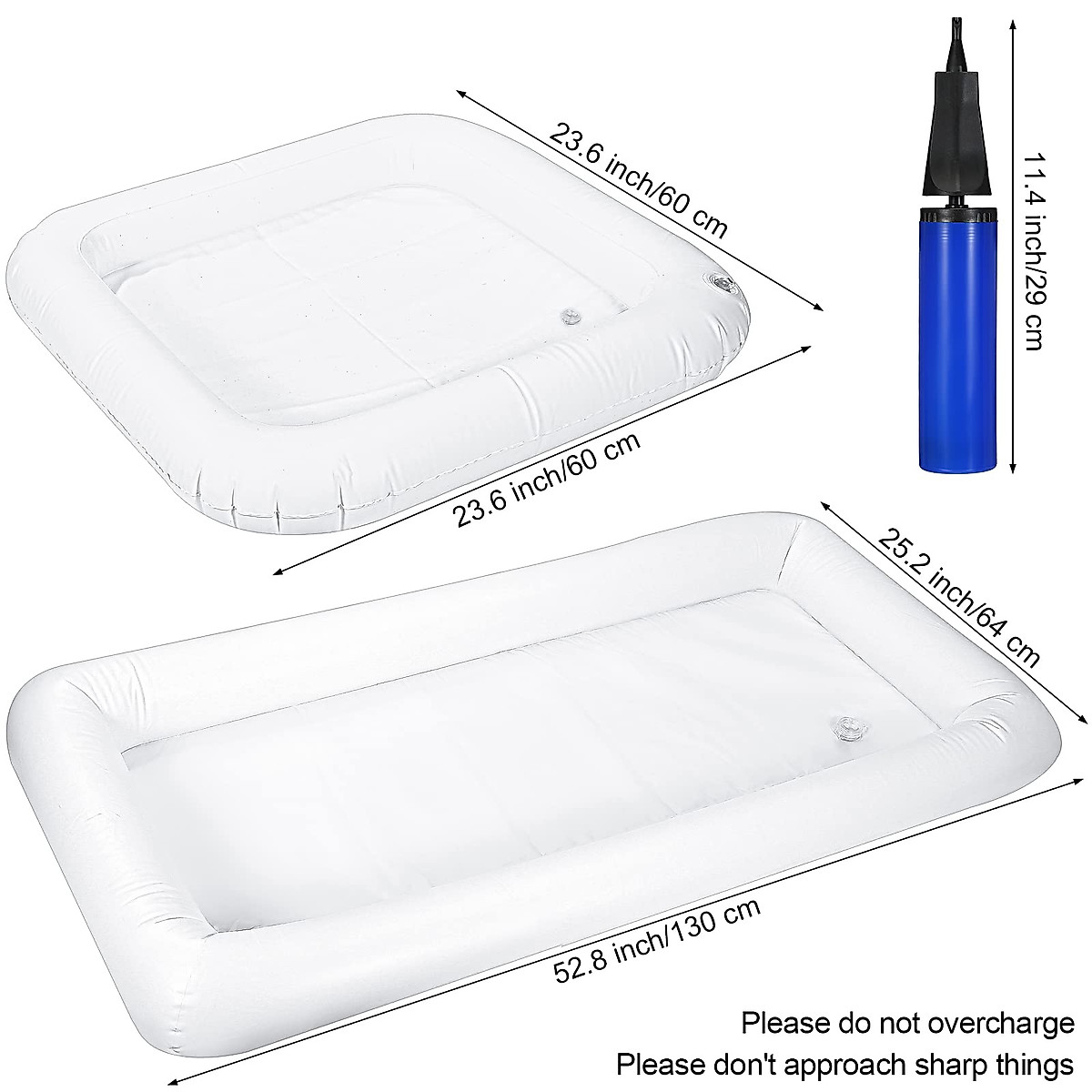 12 Pcs Inflatable Serving Bars Ice Serving Buffet with Drain Plug Inflatable Party Cooler Salad Food Drink Cooler for Parties Bbq Picnic with 2 Hand Pump, 2 Size