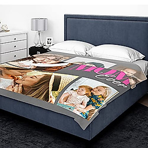 Baosity Mother's Day Blanket Gifts for Mom, Custom Blanket with Photos/Text, Personalized Picture Blanket Throw, Customized Birthday Gifts for Mom from Daughter Son - 4 Size (6 Photo W/Text)