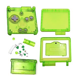 Cowhilan Replacement Clear Full Housing Shell Case Compatible with Gameboy Advance SP GBA SP Console, Send with Game Card Shell, Transparent Green