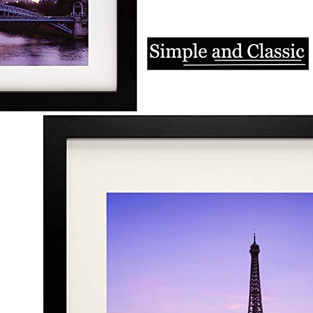 RUN HELIX A3 Frame 2 Pack Solid Wood Picture Frame, Display Pictures A4 with Mat or 11.7x16.5 Inch Without Mat, with High Definition Plexiglass, Horizontal and Vertical Formats for Wall