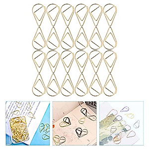 ibasenice Water Drop Paper Clips - 100 Pcs Gold Paper Clips/Metal Paper Clip Holders/Bookmarks Water Drop Shape Gold Paper Clips for Books, Memos, Paper, Posters, Photos