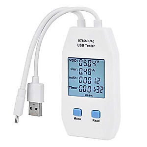 UNI-T LCD USB Tester Detector Voltmeter Ammeter Digital Power Capacity Tester Meter for Cable Measurement(UT658 Dual)