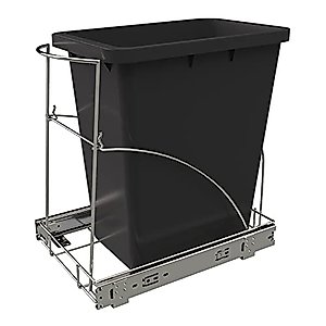 Tanamu Pull Out Trash Can Under Cabinet,Under Sink Heavy Duty Trash can，Roll-Out Sliding Adjustable Rack for Kitchen Trash Can,Chrome (Trash Can Not Included)