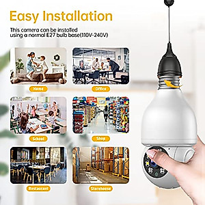 4 Pack Lightbulb Security Camera Wireless Outdoor, 1080P WiFi Light Socket Security Cameras Indoor, Lightbulb Camera WiFi Outdoor with Color Night Vision, Auto Motion Tracking, App Remote, 2-Way Talk