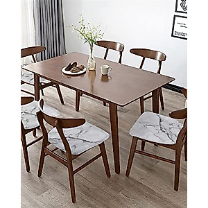 Chair Seat Cover, Marble Texture White Gray Dining Chair Slipcovers Strech Removable Chair Covers Protection for Wedding, Party, Banquets, 13.7"x 13.7" Set of 4