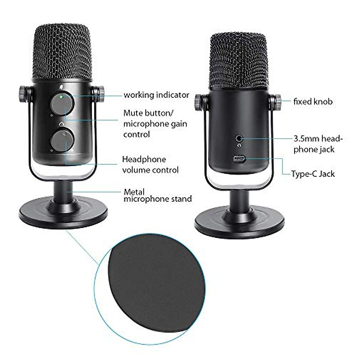 MAONO USB Microphone for Recording, Streaming, Gaming, Podcasting, Cardioid Condenser Mic with Zero Latency Monitoring, Mute, Volume, Mic Gain, Plug & Play for PC, Computer, Mac, AU-902