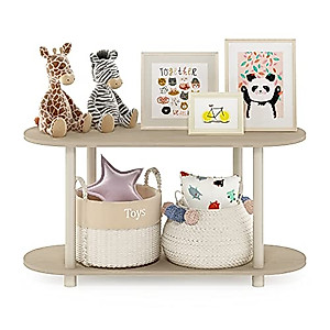 Furinno Turn-N-Tube No Tools Modern Oval Side Table, Bauhaus Oak/Beige