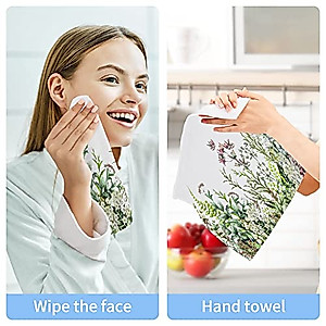 Kigai Bunny Rabbit Flower Wash Cloth Set of 6, 12 x 12 Inch Cotton Baby Washcloths Highly Absorbent and Soft Feel Fingertip Towels Face Towels for Bathroom, Gym, Spa