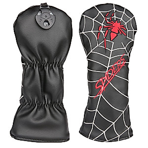 Golf Builder 4pcs/Set Spider Embroidery Black Golf Club Driver Fairway Wood Hybrid Head Covers 1 3 5 UT Covers
