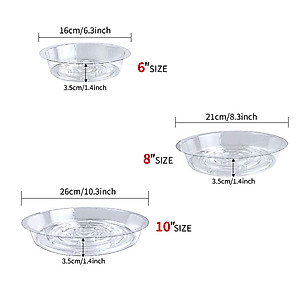 Tecmisse 25 Pack Clear Plastic Plant Saucer Drip Trays, Large Plant Plate Dish, Plastic Plant Pot Saucers Flower Pot Set for Indoor Flower Pots and Planters, Assorted Sizes(6, 8, 10 Inch)