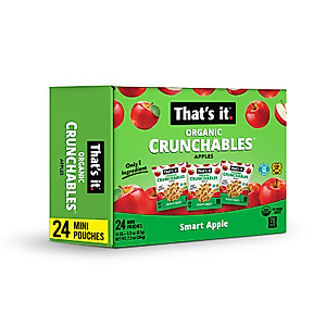 That’s it. Crunchables Fruit Snacks for Kids 100% Organic Apple, Deliciously Healthy and Light, Plant-Based,Non-Gmo, Gluten Free, USDA Approved Snacks 24 Packs (8.5 g)