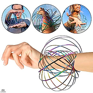 Flow Ring Spinner Ring Arm Toy - Magic Ring Game for Kids Arm Bracelet Kinetic Spiral Flow Ring Spring Toy - 3D Roll Rings Arm Slinky Metal Toy Stainless Ring - Infinity Loop Rainbow Kinetic Flow Ring