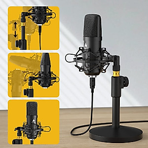 MAONO AU-A04T USB Microphone with AU-MH601 Studio Monitor Headphones Bundle Streaming Podcasting Pack Plug and Play for Computer, YouTube, Music