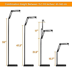 Reptile Lamp Stand with Base Extra Tall Adjustable Height and Width 360° Rotation Floor Reptile Light Holder Stand Bracket Metal Lamp Support for Reptile Glass Tank Terrarium Heating Light (72 inch)
