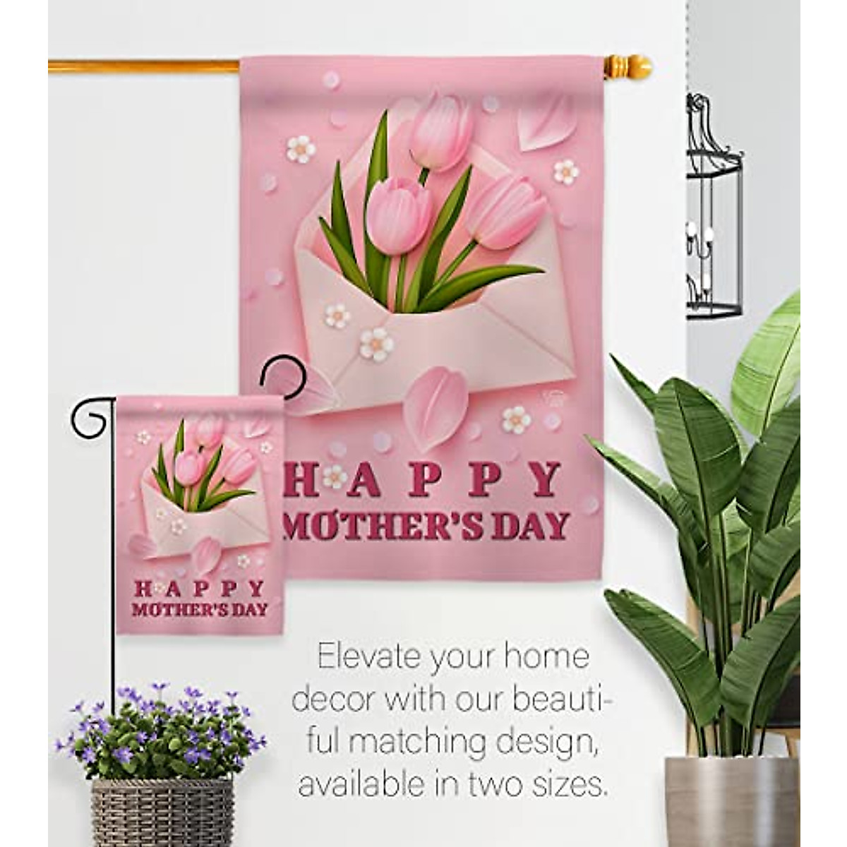 Ornament Collection Mommy Day Mail Garden Flag Set Wood Dowel Family Mother Mom Mama Grandma Love Flowers Parent Sibling Relatives Grandparent House Banner Small Yard Gift Double-Sided, Made in USA