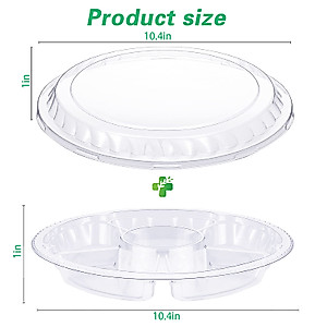 20 Pieces Plastic Appetizer Trays with Lids Disposable Platter Buffet Compartment Serving Tray for Fruit Veggie Snack Food Containers (Clear,6 Grids)