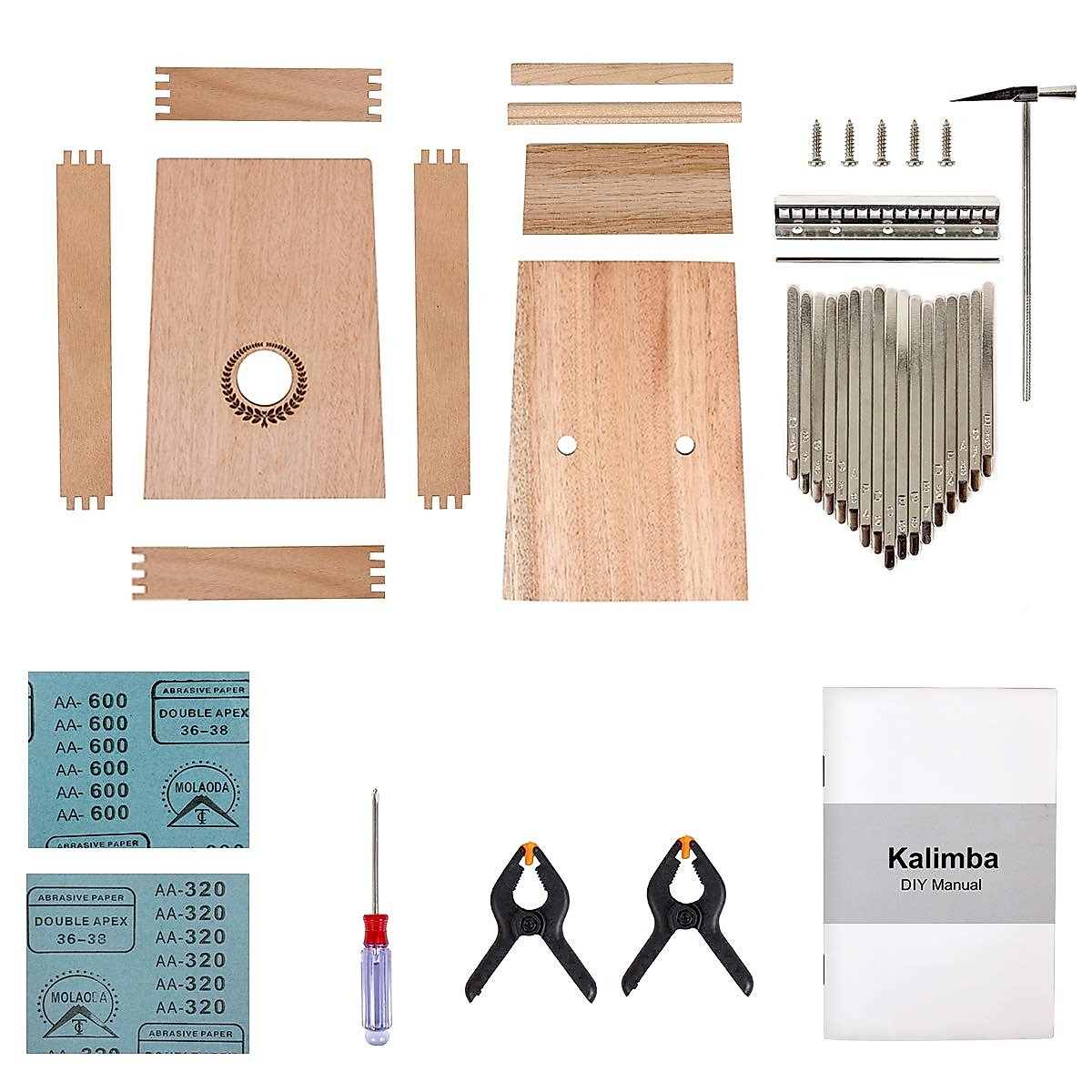 Kalimba DIY Kit 17 Key Make Your Own Kit with Manual Tools Tuner Hammer (MI2771)