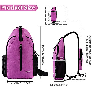 Fancosni Crossbody Sling Bags for Women Men, Black Sling Backpack, Lightweight Shoulder Bag, Multipurpose Sling Bag for Travel, Hiking, Shopping, Walking, Biking, Cycling, Earphone Hole, Chest Bag