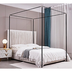 Mengersi Canopy Bed Frame Queen Size,Bed Canopy Frame Post Bed Poles,Canopy Bed Curtains Frame Bracket Fit for Metal Bed Wood Bed Bedroom Decor,Black