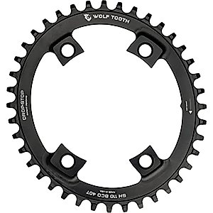 Wolf Tooth Elliptical Gravel Road Bike 110 BCD 4-Bolt Oval Chainring for Shimano Cranks (38 Tooth, PowerTrac)
