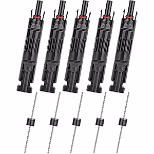 5 PCS PV Solar Panel Connector Male/Female 20A Built-in Diode Solar Wire Connectors Waterproof Anti-backflow