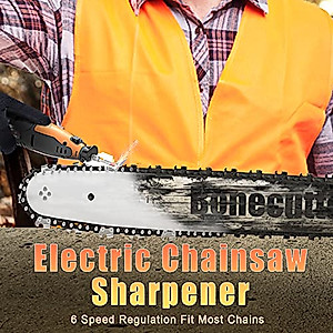 E-SDS Electric Chainsaw Sharpener Kit, Cordless Chain Saw Sharpener Tool 12V Battery Powered with High Speed Diamond Sharpening Wheels Accessories