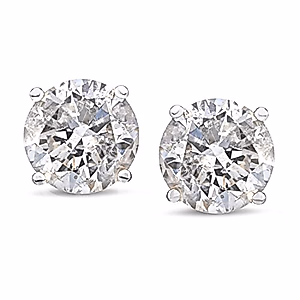 Amazon Essentials 14k White Gold Round-Cut Diamond Stud Earrings (1/3cttw, J-K Color, I2-I3 Clarity) (previously Amazon Collection)