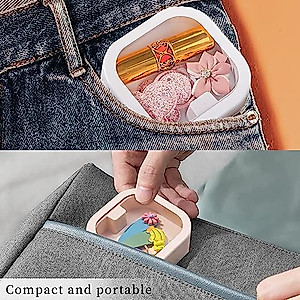 4Pcs Hair Tie Organizer,Portable Hair Tie Holder Organizer Containers Stackable Hair Ties Qtip Holder Travel Cotton Swab Dispenser Hair Accessories Organizer Box (Pink And White)