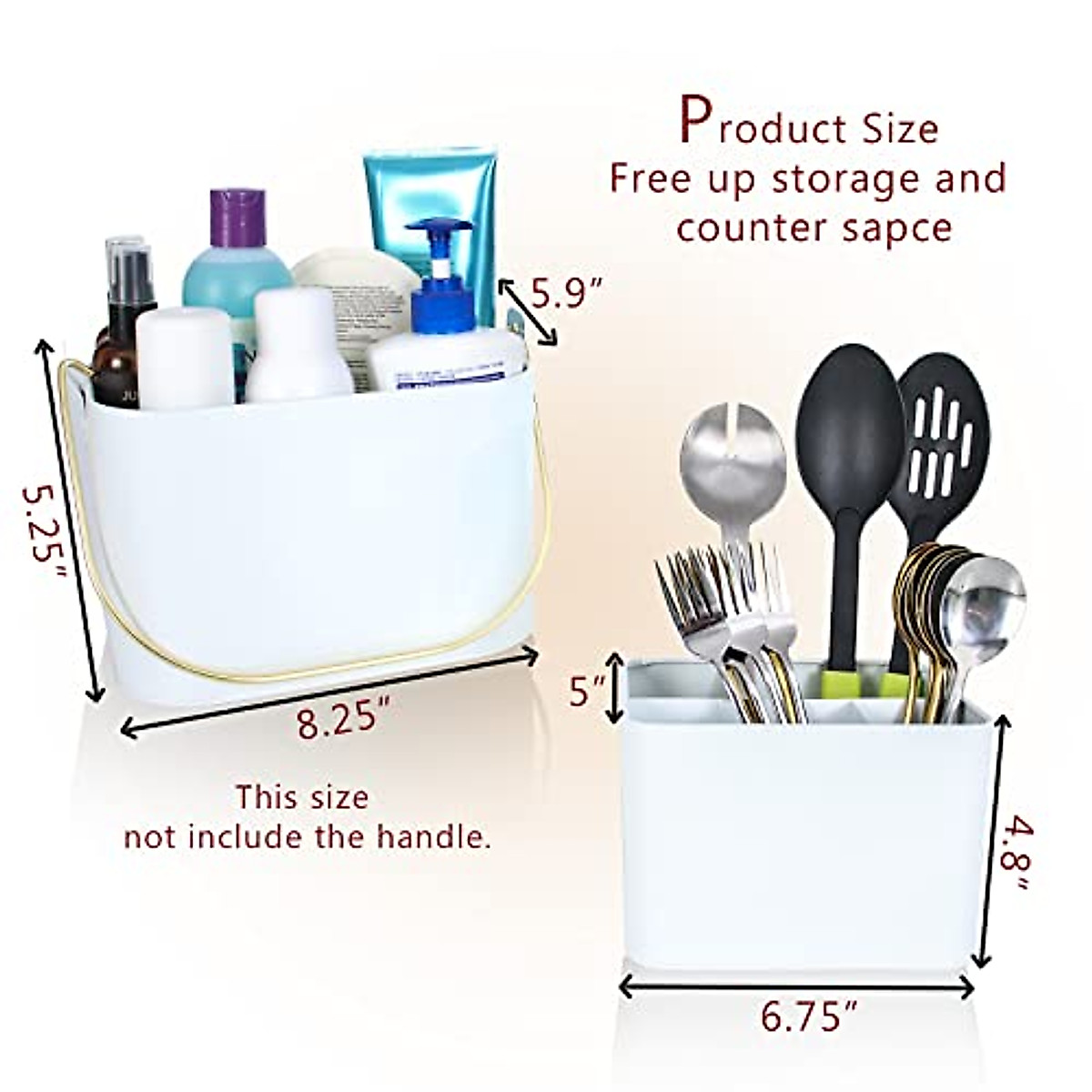 FULL TREND 2 PCS Utensil Caddy, Flatware Holder with 4 Compartments Silverware Organizer Farmhouse Kitchen Decor Perfect for Home, Kitchen, Countertop, Party, Camping, Outdoor and Restaurant