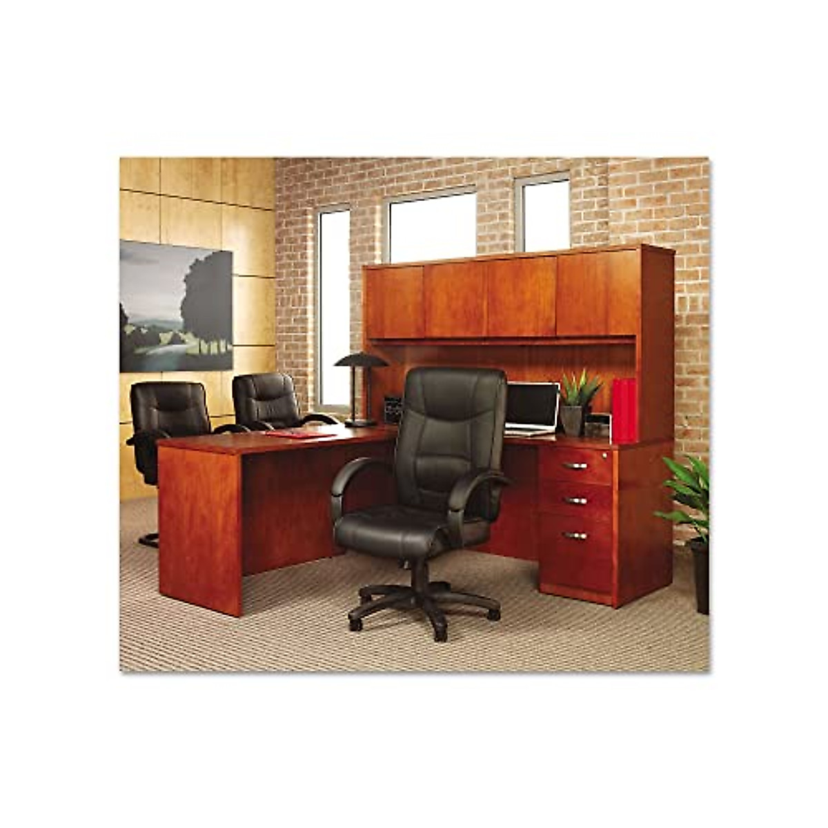 Alera ALESR41LS10B 17.91 in. - 21.85 in. Strada Series High-Back Swivel/Tilt Top-Grain Leather Chair, Supports Up to 275 lbs. - Black