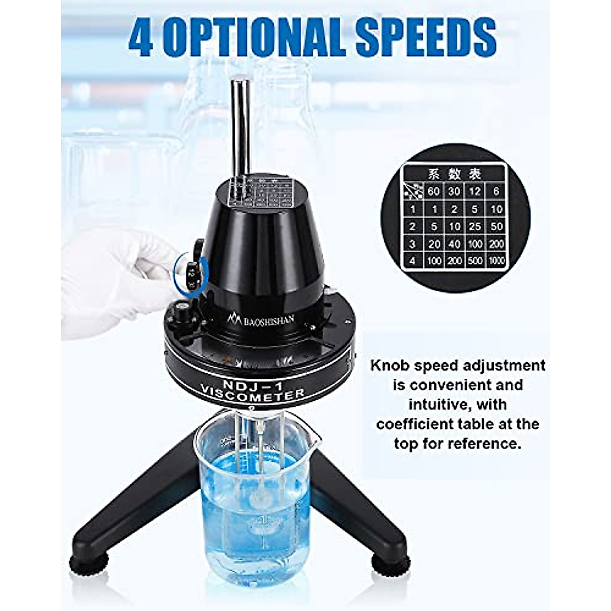 BAOSHISHAN Rotary Viscometer Viscosity Tester 10-100,000mPa·s Fluidimeter Meter Newton Liquid Viscometer (NDJ-1)