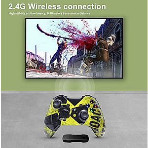 ETAMOON Wireless Gaming Controller compatible with Windows PC, USB Charging, LED Backlight (Black-yellow)