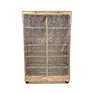 Formosa Covers Storage Shelving Unit Cover, Khaki Color with one Side See Through Panel in 4 Sizes (Cover Only) for Home, Storage, Organization, Work, Medical and More! (48" Wx18 Dx72 H)