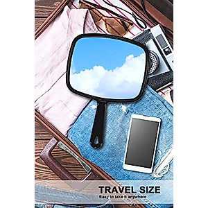 MIRRORNOVA Hand Mirror, Barber Hairdressing Handheld Mirror with Handle for Salon, Square, Black, Medium