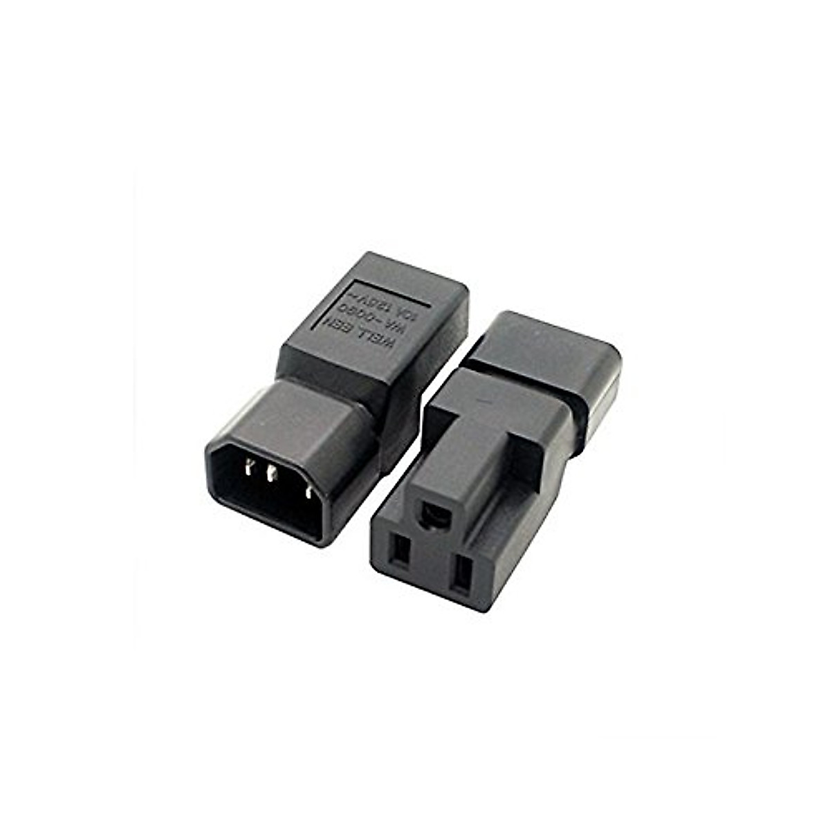 2 Pack UPS 3 Prong Plug Adapter, Goibalma IEC 320 C14 3 Pin Male to 5-15R Female Plug Receptacle Power Connector Converter